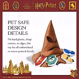 Harry Potter House Sorting Hat Burrow Pet Toy | Dog Toy Sorting Hat with House Plush Removable Parts | Sorting Hat Burrow Toy for Dogs | Crinkle Dog Toy, Dog Chew Toys