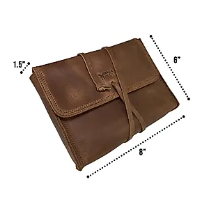 Saddle & Hide Co., Classic Organizer Bag with Strap, Multipurpose Pouch for Cosmetics, Wallets, Cellphones, Full Grain Leather, Handmade, Bourbon Brown
