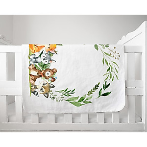 LUNAMIO Baby Monthly Milestone Blanket Boy Girl, Woodland Nursery Decor for Boys, Baby Milestone Blanket, Baby Boy Milestone Blanket, Woodland Baby Shower, Milestone Blanket for Baby Girl Boy, 50"x40"
