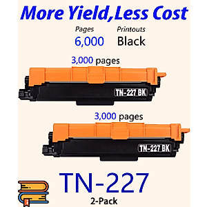 (2-Pack,Black) Colorprint Compatible TN227BK Toner Cartridge Replacement for Brother TN227 TN-227BK TN223 TN-223BK Used for MFC-L3750CDW MFC-L3770CDW HL-L3210CW HL-L3290CDW HL-L3230CDW Printer