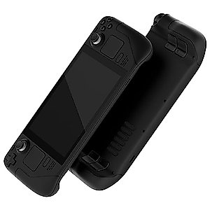 eXtremeRate Black Soft Touch Custom Faceplate Back Plate Shell for Steam Deck, Handheld Console Replacement Housing Case, DIY Full Set Shell with Buttons for Steam Deck Console - Console NOT Included