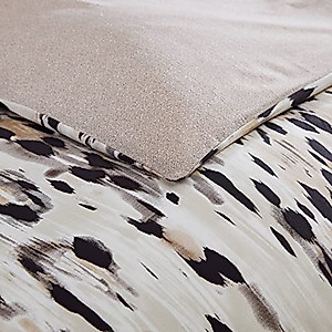 Kenneth Cole New York - Queen Duvet Cover Set, Cotton Reversible Bedding with Matching Shams, Modern Home Décor (Abstract Leopard Brown, Queen)