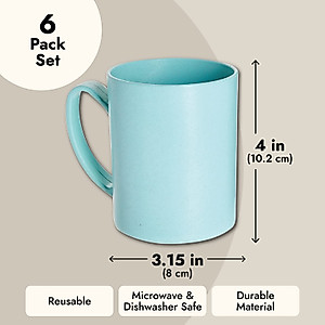 Okuna Outpost 6 Pack Unbreakable Wheat Straw Cups for Coffee, Tea, Milk, Juice, 3 Colors, Light Blue, Green, and Pink, Reusable Mugs, Dishwasher and Microwave-Safe (13.8 Ounces)