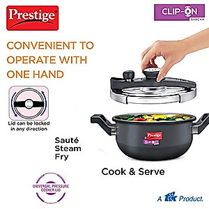Prestige Svachh Clip-on 3.5 Litre Hard Anodised Pressure Kadai,Black