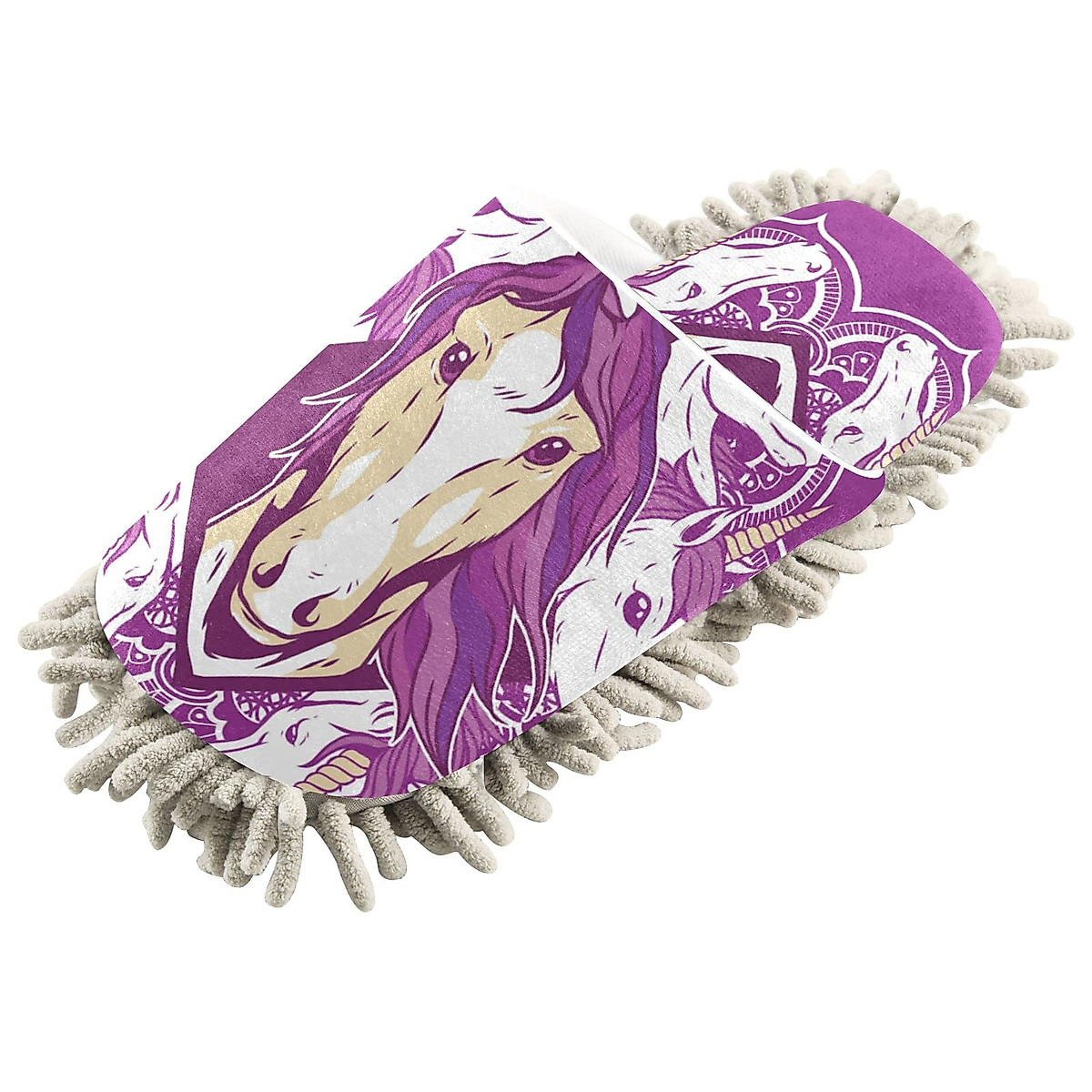 Unicorn Mandala Mop Slippers Shoes Cover for Floor Cleaning Washable Dust Hair Dirty Cleaners Microfiber Mop Socks for Office House Kitchen