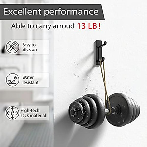 pickpiff 6-Pack Self-Adhesive Hooks, for Towel Coat Robe Key Cloth, Extra Sticky Stainless Hook for Door Bathroom Shower, Matte Black Wall Mounted Hanger for Shower Bathroom Kitchen Door Heavy Duty