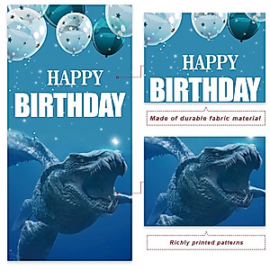 Mosasaurus Dinosaur Banner Backdrop Photo Booth Props Realistic Reptilia Animal Water Dino UnderSea Monster Theme Decor for Safari Wild One 1st Birthday Party Baby Shower Favors Supplies Decorations