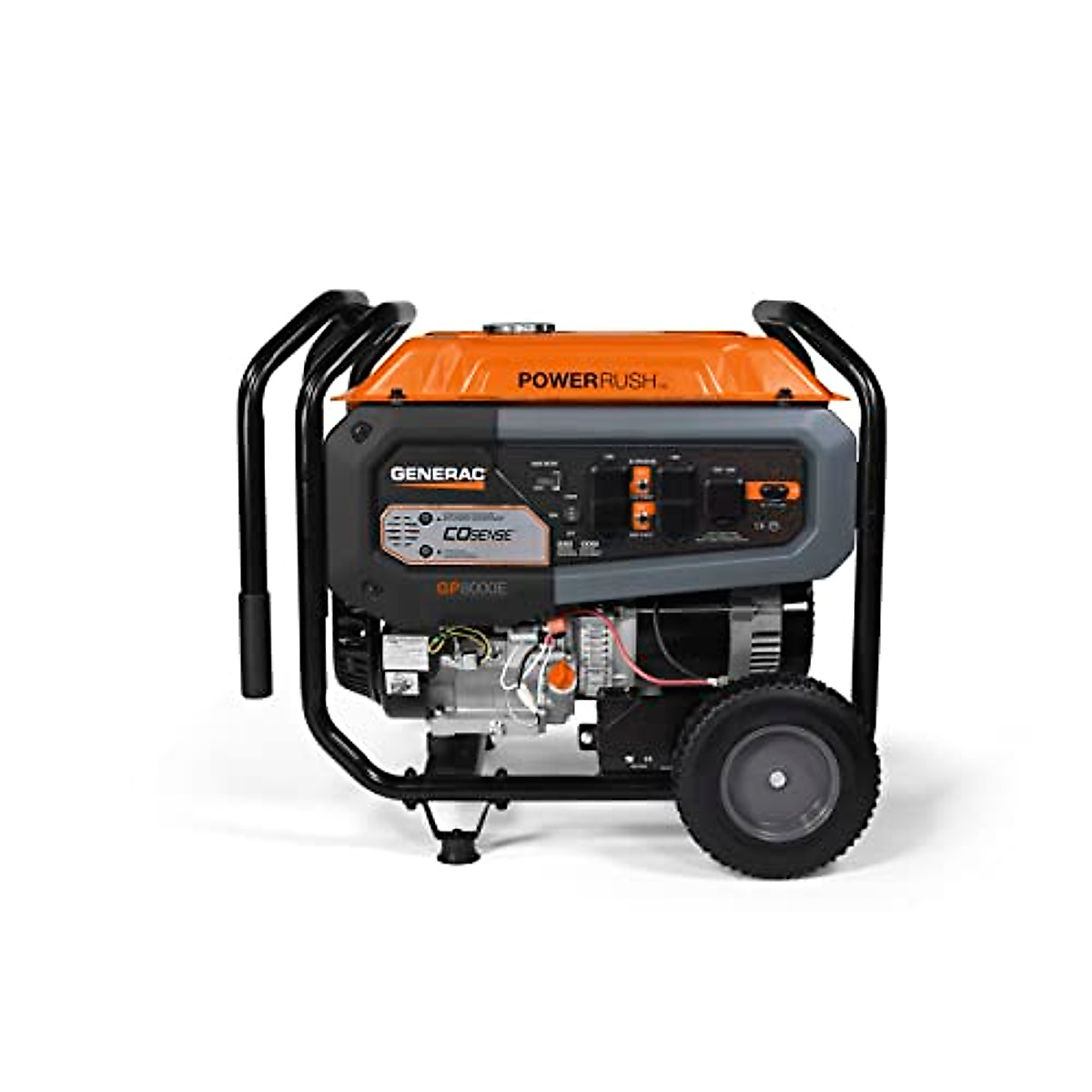 Generac GP8000E 8,000-Watt Gas-Powered Portable Generator - Electric Start, CO-Sense, CARB Compliant - Reliable Power for Emergencies & Recreation, Long Runtime, Durable Design