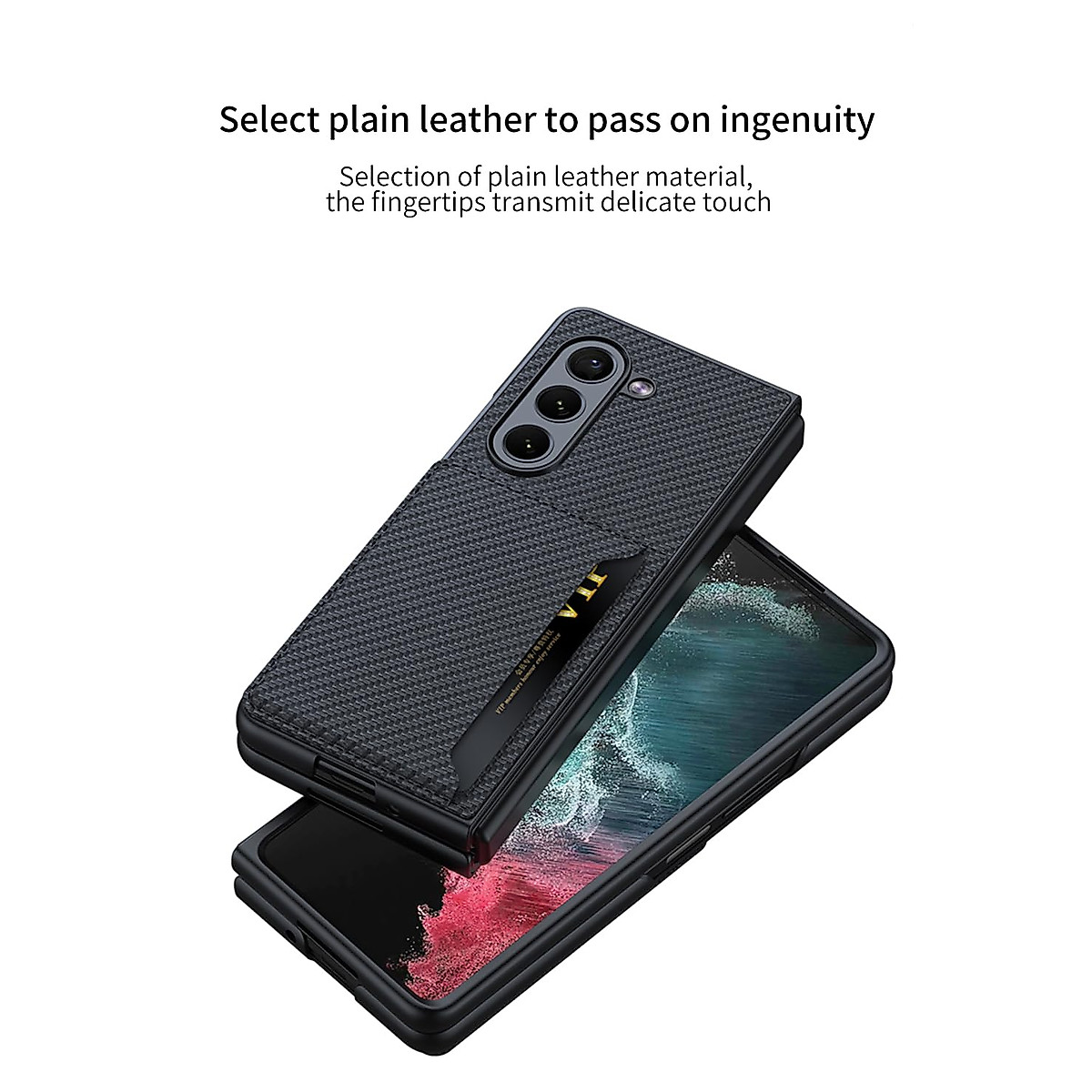 SHIEID Galaxy Z Fold 5 Wallet Case Ultra Thin Leather Samsung Fold 5 Case with 2 Card Slots Kickstand Phone Cover for Samsung Galaxy Z Fold 5 2023, Carbon Fiber Pattern
