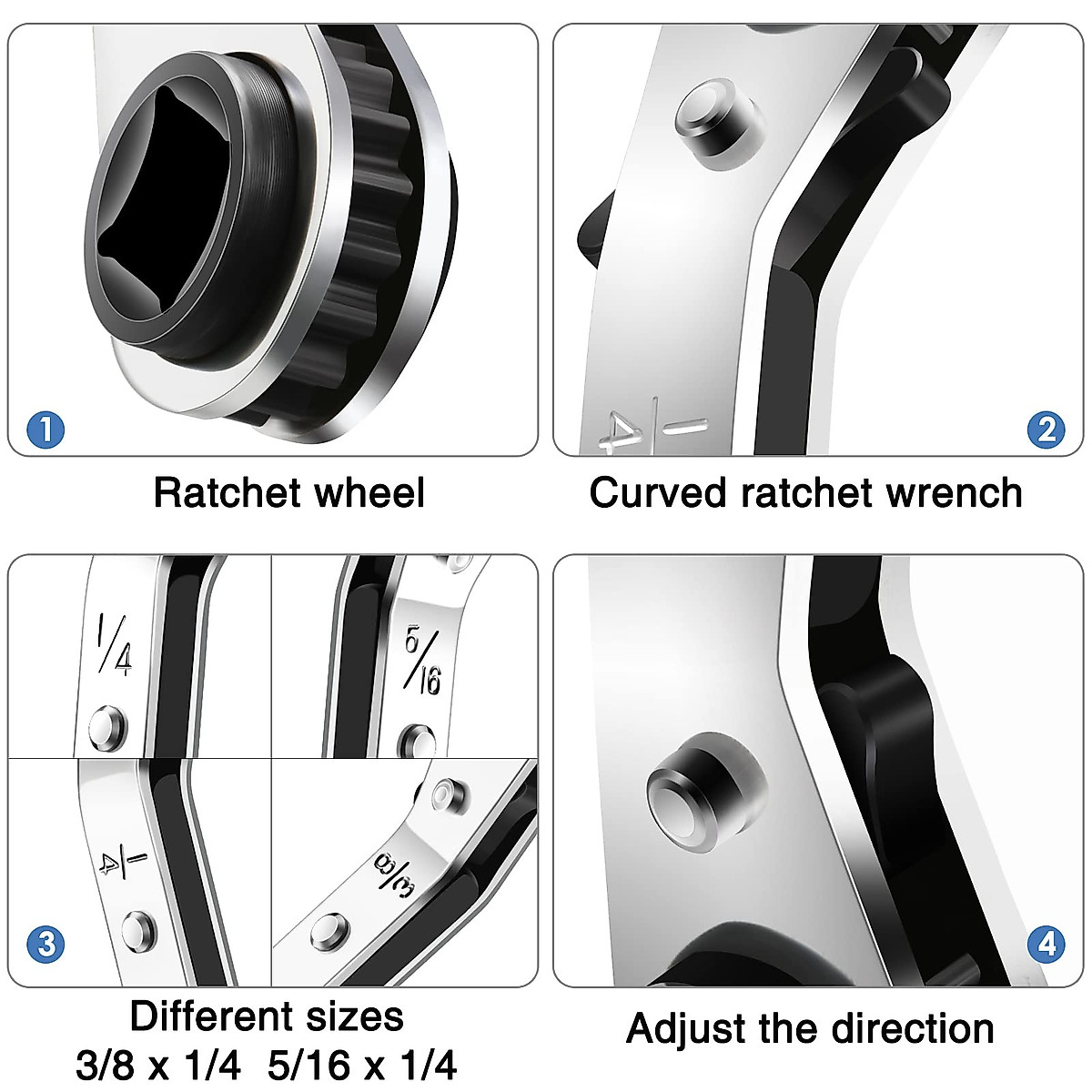 Zhehao Hvac Service Wrench Refrigeration Service Wrench Set, 3/8 to 1/4, 5/16 x 1/4, Ratchet Wrench Refrigeration Tool Set Air Conditioner Valve with Hexagon Bit Adapter Kit for Equipment Repair