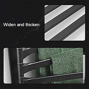qiuqiu Wall Mounted Swing Towel Bar,Black Stainless Steel Bath Towel Rod Arm, Bathroom Kitchen Swivel Towel Rack Hanger Holder Organizer, Folding Space Savers Towel Rail-4 Bar