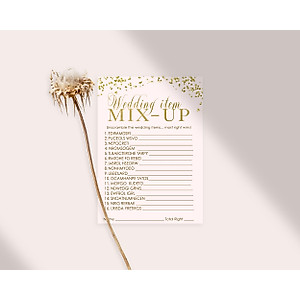 Pink and Gold Bridal Shower Word Scramble Game – 25 Pack, Couples Wedding Engagement Party Games, Reception Decor and Ideas, Fun Rehearsal Unscramble Guest Activities