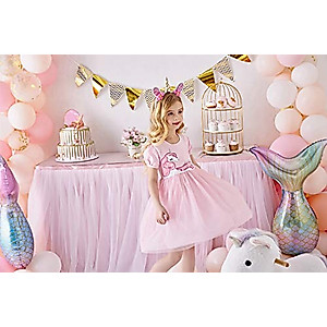 DXTON Toddler Summer Dresses Casual Short Sleeve Girl Tutu Party Dresses SH4570-3T Pink