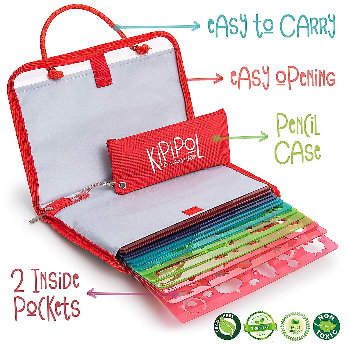 Kipipol 63 Pcs Drawing Stencils for Kids Ages 4-8 - 8-12 and Up - Arts and Crafts for Girls and Boys - Kids Drawing kit - Art Set- 15 Art Stencils, 260+ Designs -Scratch Art- Creativity Gifts & Toys