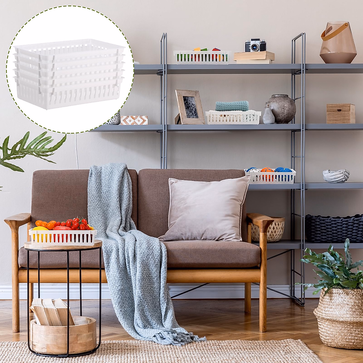 Wenqik Set of 12 Plastic Baskets for Organizing 10.24 x 6.5 x 2.36 Inch Rectangular Trays Plastic Organizer Bins Rectangle for Desk Organization(White)