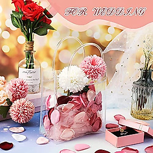 50 Pieces Clear PVC Plastic Gift Bags with Handles Transparent Gift Bags Reusable Plastic Gift Wrap Tote Bags for Bachelorette Bridesmaid Wedding Back to School Baby Shower (5.9 x 6.3 x 2.8 Inches)