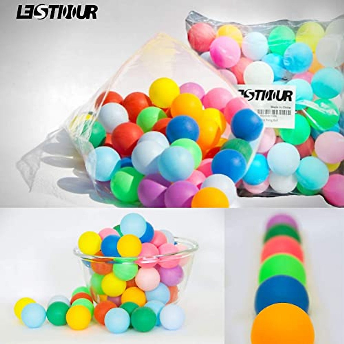 Lestiour Ping Pong Balls 50/100 Pack Colored Bulk 2.4g, 40mm Entertainment Table Tennis Balls for Kids, Pong Balls, DIY Games Fun Arts and Learning Activities (50pcs)