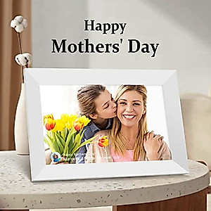 AEEZO 10.1 Inch WiFi Digital Picture Frame, IPS Touch Screen Smart Cloud Photo Frame with 16GB Storage, Easy Setup to Share Photos or Videos via Frameo APP, Auto-Rotate, Wall Mountable (White)