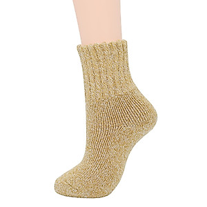 Zando Womens Wool Socks for Women Warm Cozy Thick Socks Knit Pattern Cute Socks Merino Crew Socks for Women Athletic Long Hiking Socks Women Winter Sock Yellow