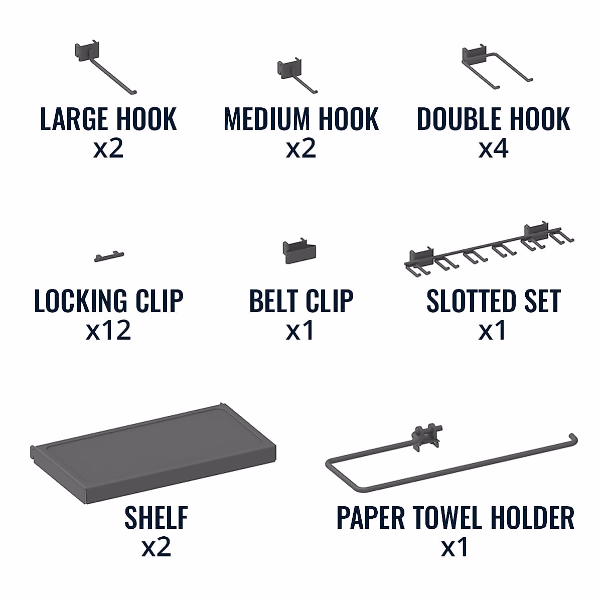 Heavy-Duty Pegboard Wall Kit, 13 Lockable Attachments, Garage Organization & Storage, 2 Panel Pegboard System, Solid Steel Holds 300 lbs, 34 in. x 32 in.