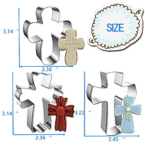 Q-BAKER Cross Cookie Cutters,3 Pieces Simple Cross Shapes Cutters-Stainless Steel Holiday Cookie Cutters Shapes for Baking Gift