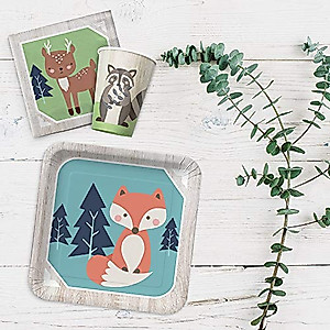 Woodland Animal Birthday Party Supply Set | Super Cute, All-In-One 120 Piece Set Includes Plates, Cups, and Napkins | Serves 24 Guests | Forest Creature Theme Perfect for Birthdays or Baby Showers