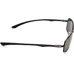 Ray-Ban RB8309 Steel Aviator Sunglasses, Black Frame/Green Polarized Lens, 59 mm