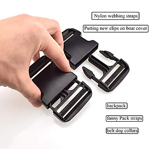 SGH Pro Extra Thick Military Grade Dual Adjustable Quick Side Release Buckles Clips Snaps 2" Wide 2 Pack No Sewing Heavy Duty Plastic Replacement for Nylon Strap Webbing Boat Cover Backpack Fanny Pack