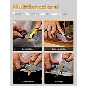 XTOUC Small Pocket Knife 2.5" Stone Wash D2 Blade Folding Knives Reversible Pocket Clip Comfortable Micarta Handle EDC Knife Thumb Hole Opening Ideal Gift for Men Women(Seed J01)