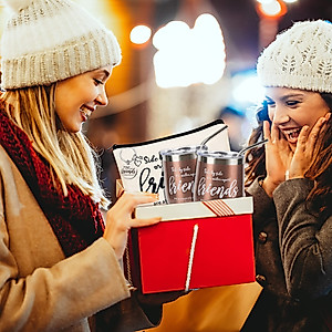 Kolewo4ever 12 Pieces Bulk Friend Appreciation Gifts Set 4 Friend Wine Tumbler 4 Friend Cosmetic Bag 4 Friend Keychains Appreciation Funny Long Distance Friendship Gifts for Best Soul Sister