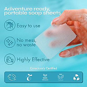 FOMIN - Antibacterial Paper Soap Sheets for Hand Washing - (300 Sheets) Rose, Jasmine, Lemon Portable Travel Dissolvable Camping Mini Soap Portable Hand Soap Sheets