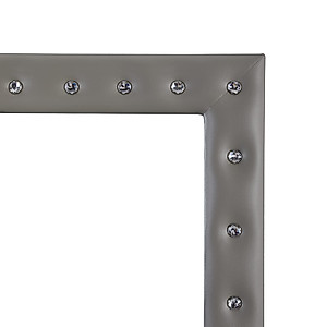 Crystal Tufted Floor Mirror Full Length, 63"LX22"W Wall Mirror Full Length, Standing Mirror Full Length, Full Length Wall Mirror With Faux Wood Frame, Full Length Mirrors for Bedroom - Gray