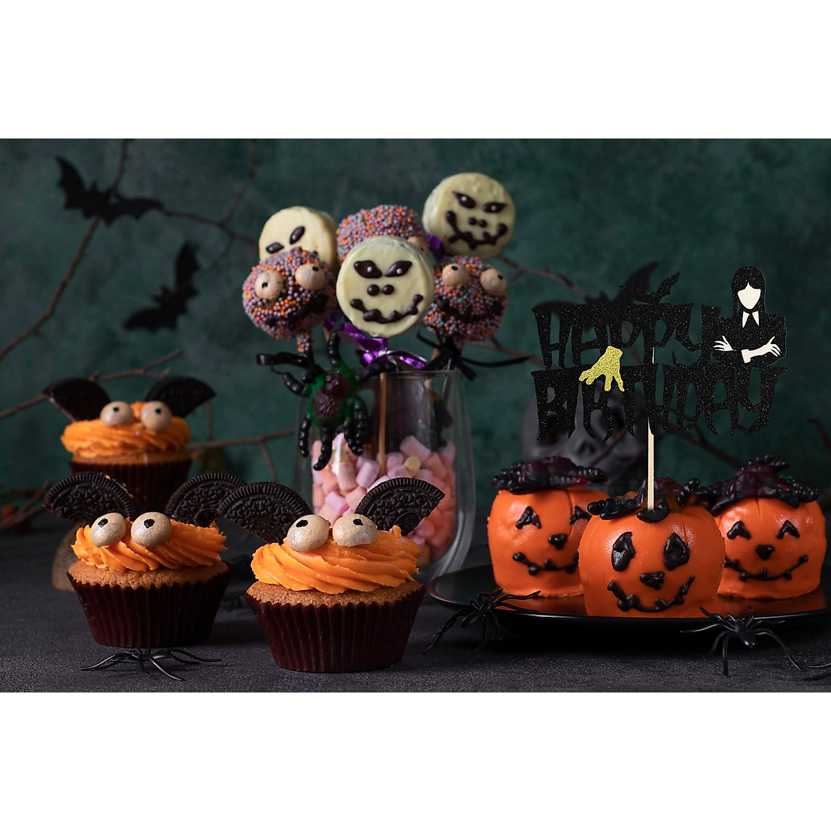 Sumerk 1 Pack Wednesday Addams Cake Decorations Wednesday Cake Topper Happy Birthday Family Party Supplies for Boys Girls Wednesday Theme Birthday Party Supplies