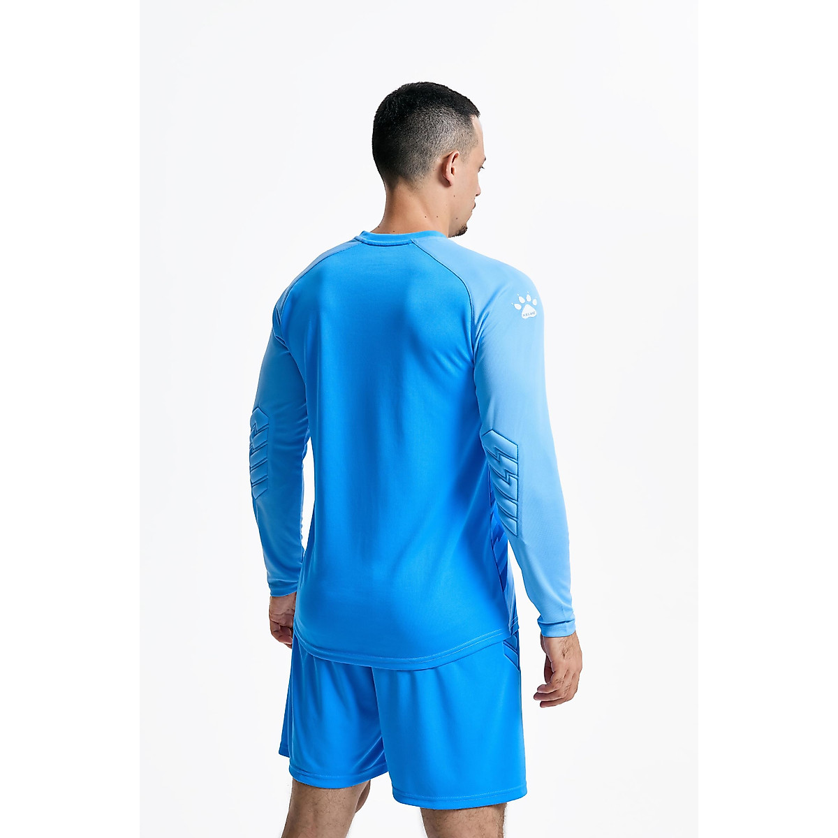 KELME Men's Soccer Goalie Jerseys,Padded Goalkeeper Kit,Youth Goalie Shirt and Pants with Socks Blue Medium
