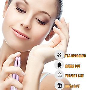 Lil Ray 12ml Portable Mini Perfume Atomizer(6 PCS)，Refilable Small Spray Bottle for Travel, Empty Pocket Cologne Sprayer, Glass inner and Aluminum Housing（0.4Oz,Pack of 6 with different colors）