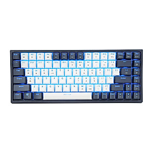 HUO JI CQ84 Wireless Mechanical Gaming Keyboard, Programmable RGB Backlit, Bluetooth, Red Switches, 84 Keys, Wired 60% Keyboard for iPad, iMac Android/Windows Tablet Laptop Desktop, White Blue