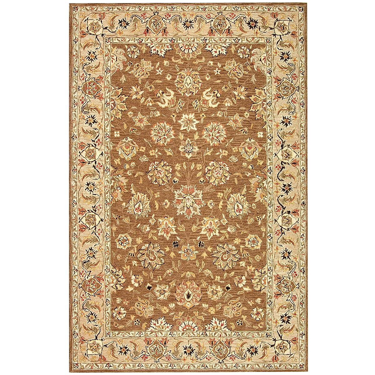 SAFAVIEH Chelsea Collection Accent Rug - 3'9" x 5'9", Brown & Ivory, Hand-Hooked French Country Wool, Ideal for High Traffic Areas in Entryway, Living Room, Bedroom (HK505B)