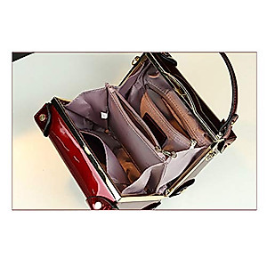 Fashion Women's Top Handle Satchel Handbags Leather Evening Bag Purses Small Hard Square Box Shoulder Bags (Red)