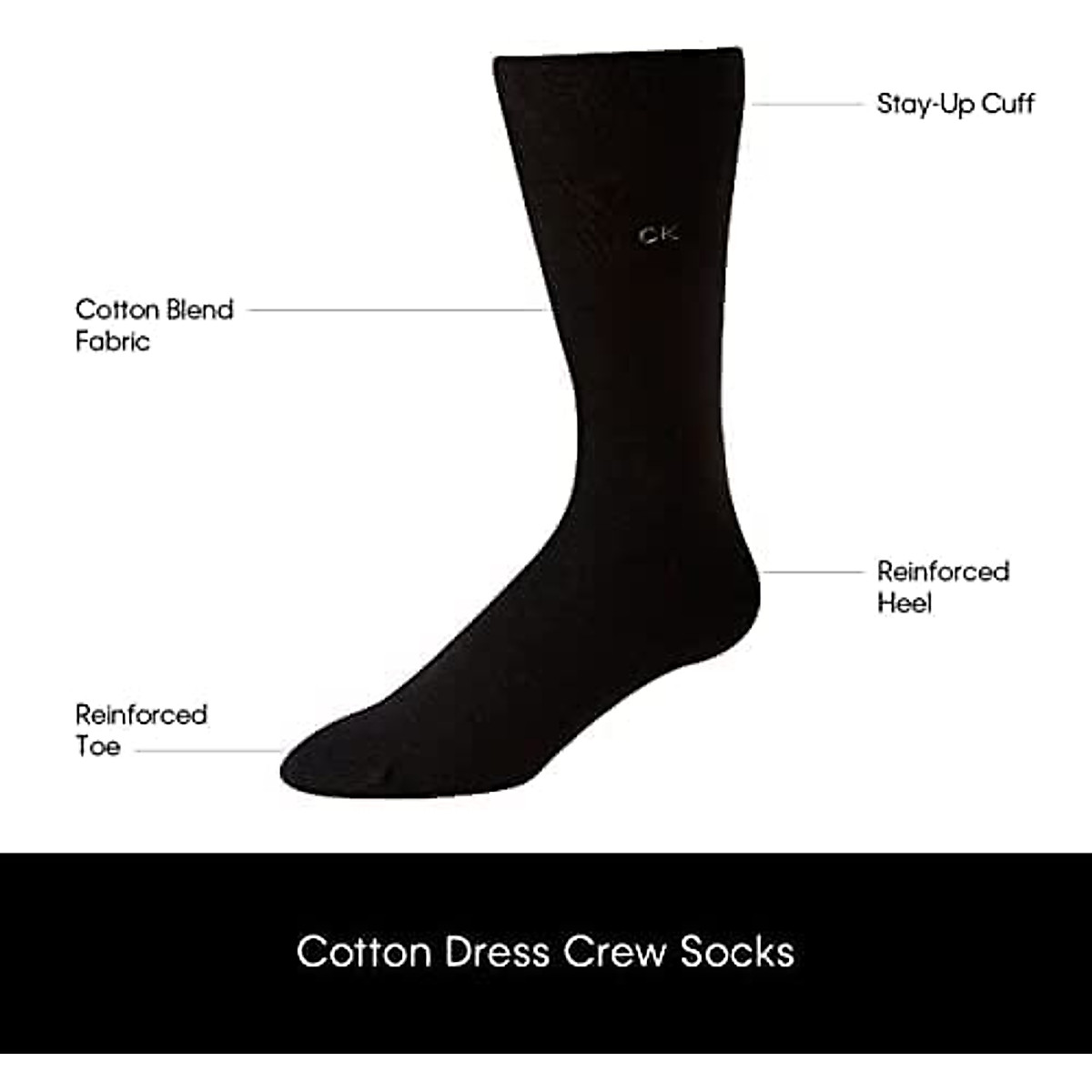 Calvin Klein Men's 6 Pack Mixed Pattern Dress Socks, Size 4-12, Black Assorted