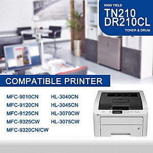 [8-Pack, 4Toner & 4Drum] TN210 BK/C/M/Y Toner Cartridge & DR210CL BK/C/M/Y Drum Unit Compatible Replacement for Brother HL-3040CN 3045CN 3075CW MFC-9010CN 9120CN 9125CN 9325CW Printer