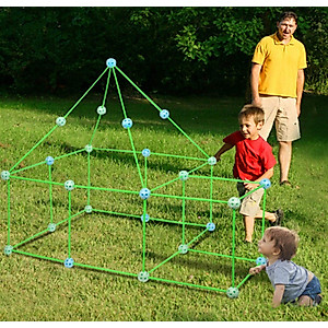 SYBOBO Fort Building Kit for Kids, 88 Pieces Baby Boys Girls Play Tent Rocket Castle Construction Toys Sets Indoor & Outdoor, Kids DIY Creative Learning Fort Building Set for 3-12 Years Old