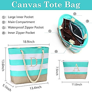 YOOLIFE Mothers Day Gifts - Gifts for Mom, Mom Gifts, Personalized Mom Birthday Gifts, Mother In Law Gifts, New Mom Gifts, Mothers Day Gifts for Daughter Wife Grandma, Initial Beach Bag Travel Bag M