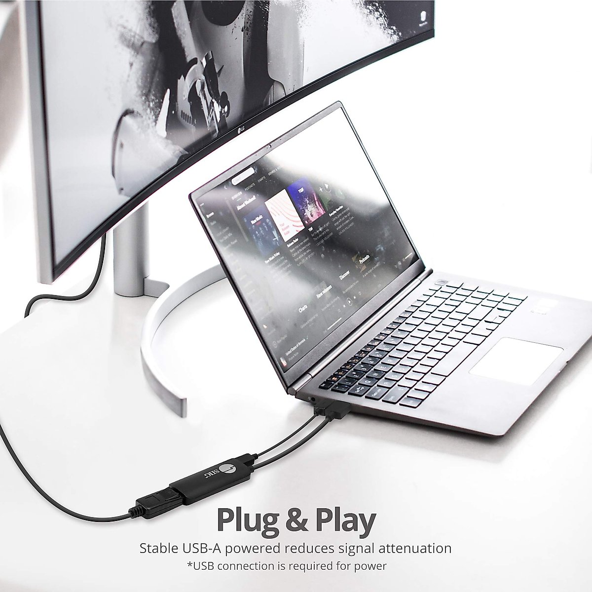 SIIG HDMI 2.0 to DisplayPort 1.2 4K@60Hz Converter Adapter, HDCP 2.2, Stereo Audio, USB-Powered, Not Compatible with Apple Studio Display (CB-H21811-S1)
