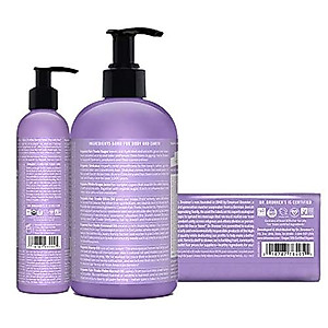 Dr. Bronner's 3-Piece Organic Lavender Gift Set - 1 Sugar Pump Soap 12-Ounces, 1 Body Lotion, 1 Castile Bar Soap