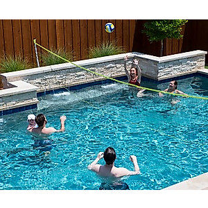 Park & Sun Sports Portable Indoor/Outdoor Swimming Pool Volleyball Net System, Blue, 24' W x 3' H