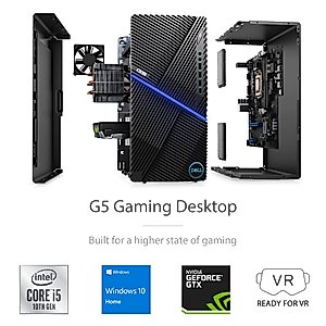 DELL 2021 G5 Gaming Desktop, Intel Core i5-10400F, GTX 1650 Super, 16GB DDR4 RAM, 2TB HDD, WiFi, HDMI, Wired Keyboard&Mouse, Win 10 Home