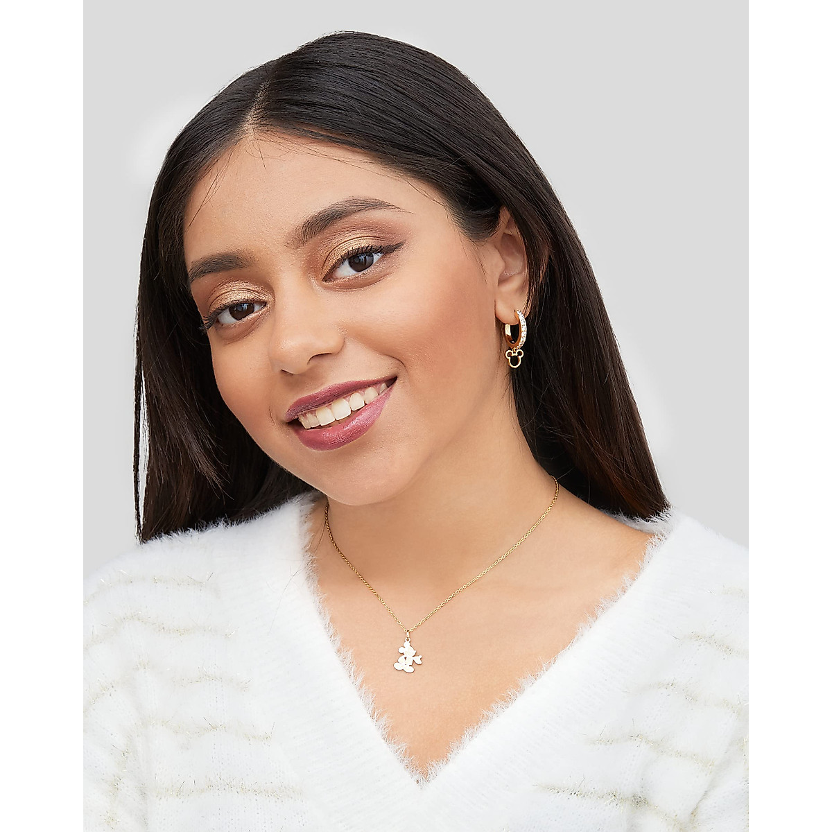 Disney Mickey Mouse 14kt Yellow Gold Classic Mickey Pendant Necklace, 15" Mickey's 90th Birthday Anniversary