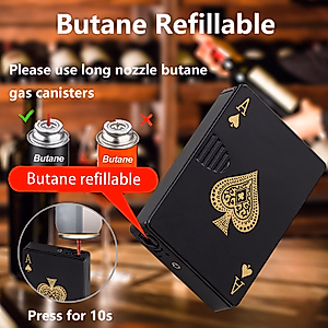 Jet Torch Lighter, Green Flame Ace Card Lighter, Refillable Butane Lighter, Ace of Spades Cool Lighter Windproof Poker Design, Gift for Men/Women