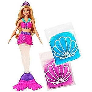 Barbie Dreamtopia Slime Mermaid Doll with 2 Slime Packets, Removable Tail and Tiara, Makes a Great Gift for 3 to 7 Year Olds, multi color (GKT75)