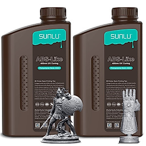 SUNLU 2 KG*2 Bottles ABS-Like 3D Printer Resin, 405nm UV Curing Photopolymer Rapid 3D Resin for 4K 8K LCD/DLP/SLA 3D Printers, Non-Brittle & High Precision & Low Shrinkage, 2000g*2, Dark Grey& Grey